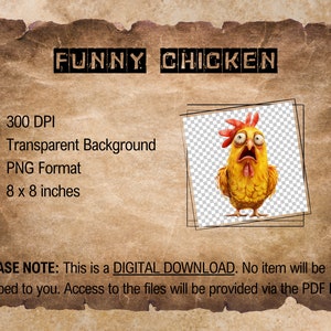 Funny Chicken Clipart Quirky Expressions Instant Download Whimsical ...