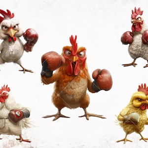 Funny Chicken Clipart Printable Collection Hilarious Boxing Hen Images ...