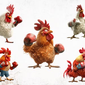 Funny Chicken Clipart Printable Collection Hilarious Boxing Hen Images ...