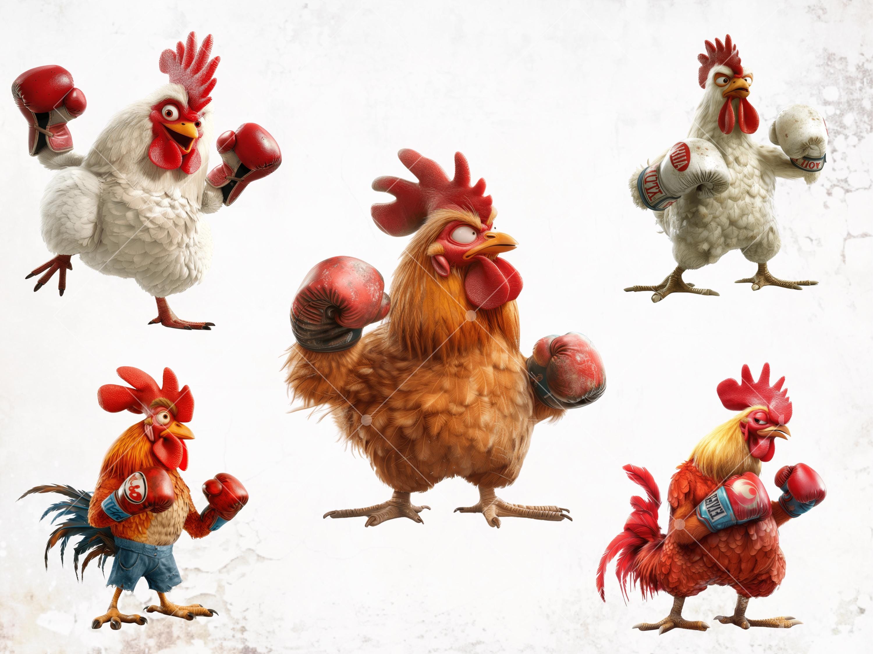 Funny Chicken Clipart Printable Collection Hilarious Boxing Hen Images ...