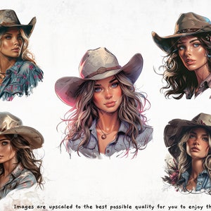 Watercolor Cowgirl Clipart: Wild West PNG Graphics (digital Download ...