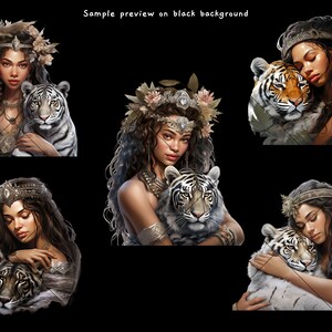 Tiger Lady Clipart Bundle for Forest Themed Projects, Jungle Queen PNG ...