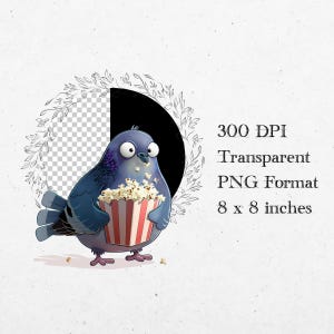Funny Pigeon Cartoon Clipart Humorous Bird Illustrations Sublimation ...
