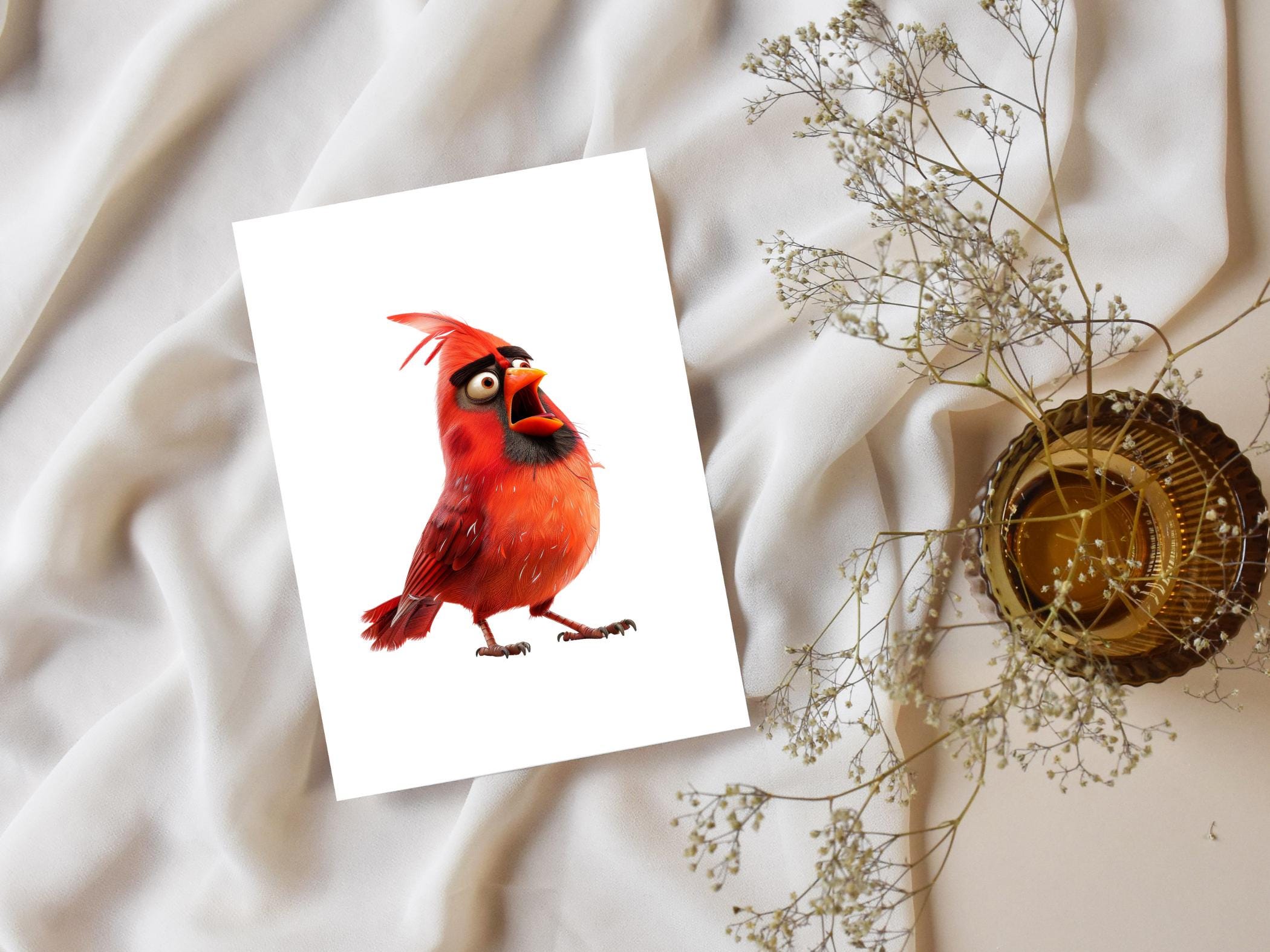 Cardinal Bird Clipart Quirky Printable Graphics for Funny Themed ...