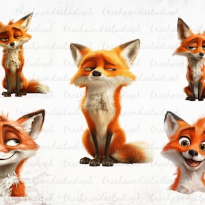 Fox Clipart Funny Expressions Quirky Comic Animal Graphics With ...