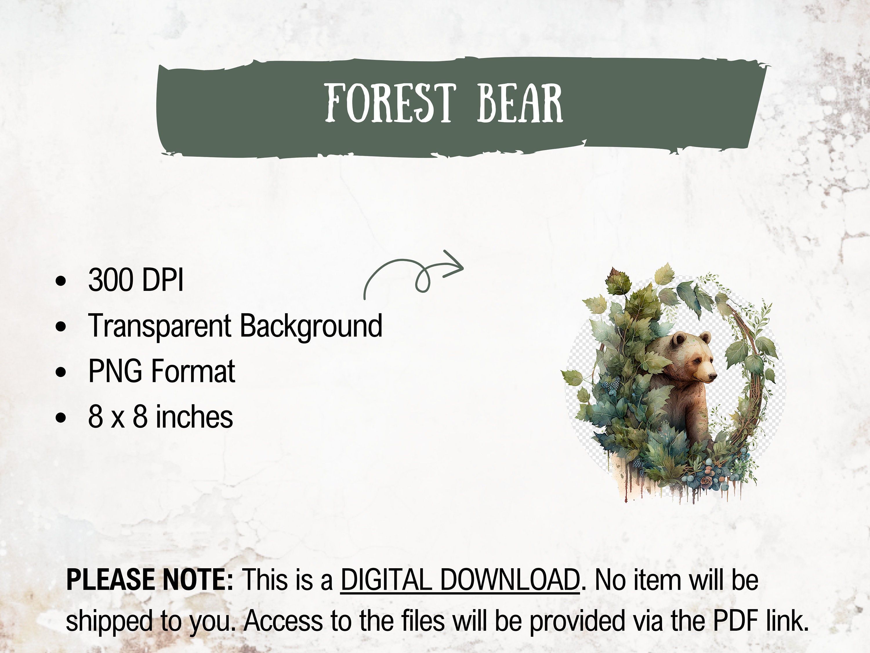 Forest Bear Watercolor Clipart, Enchanted Bears PNG, Nature Themed ...