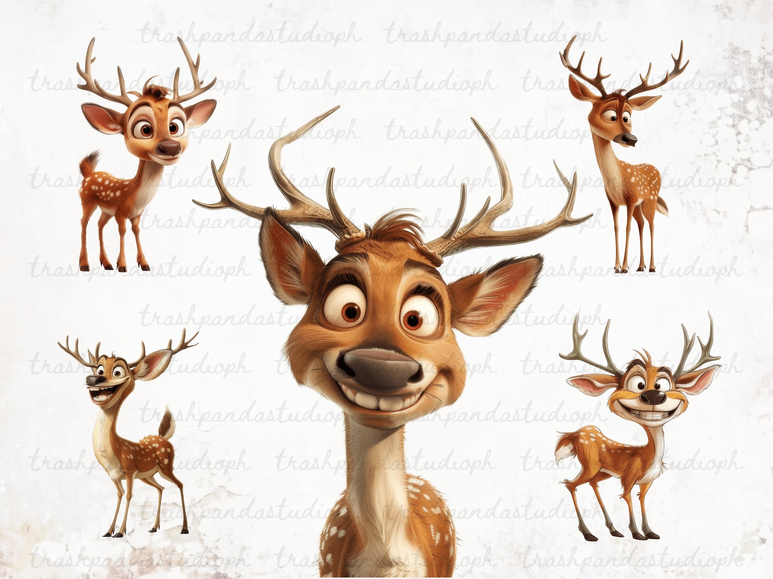 Deer Clipart Bundle Downloadable Funny Forest Deer PNG Animal Art ...
