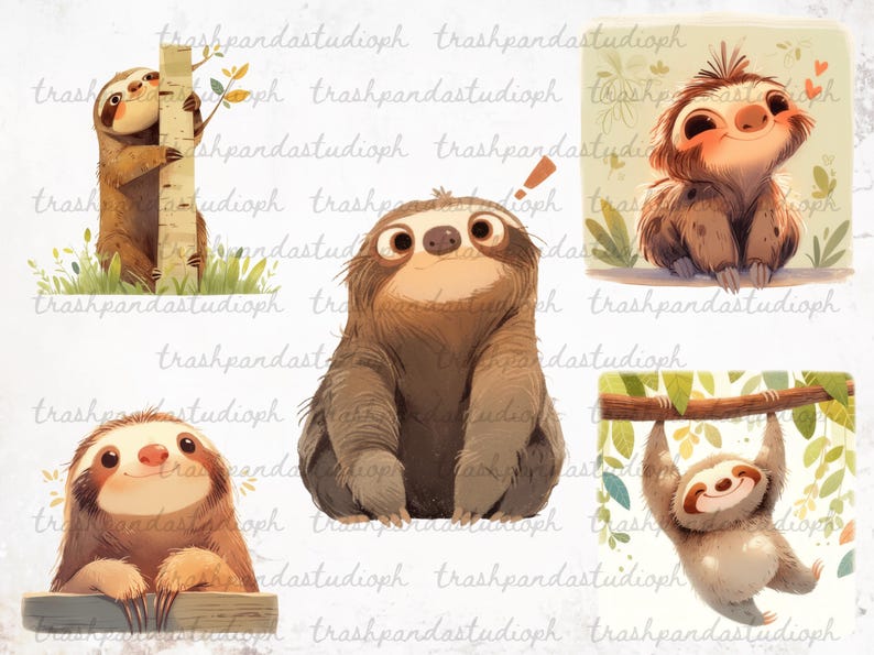 Sloth Clipart Transparent Background Graphics Printable Cute Sloth PNG ...