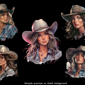 Watercolor Cowgirl Clipart: Wild West PNG Graphics (digital Download ...