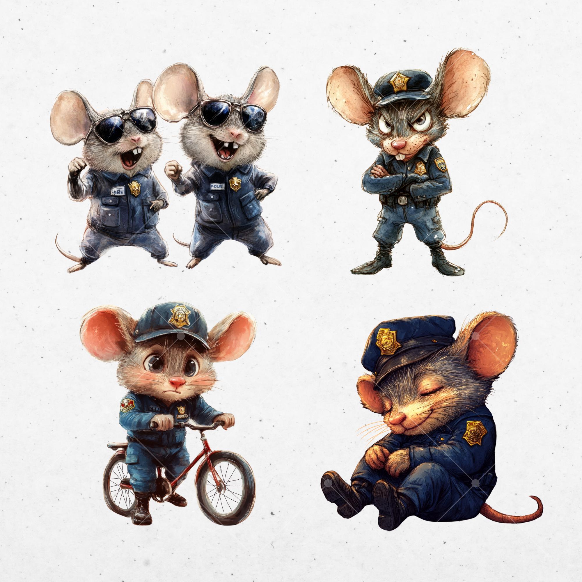 Funny Police Rat Clipart Comic Mouse Illustrations With Transparent ...