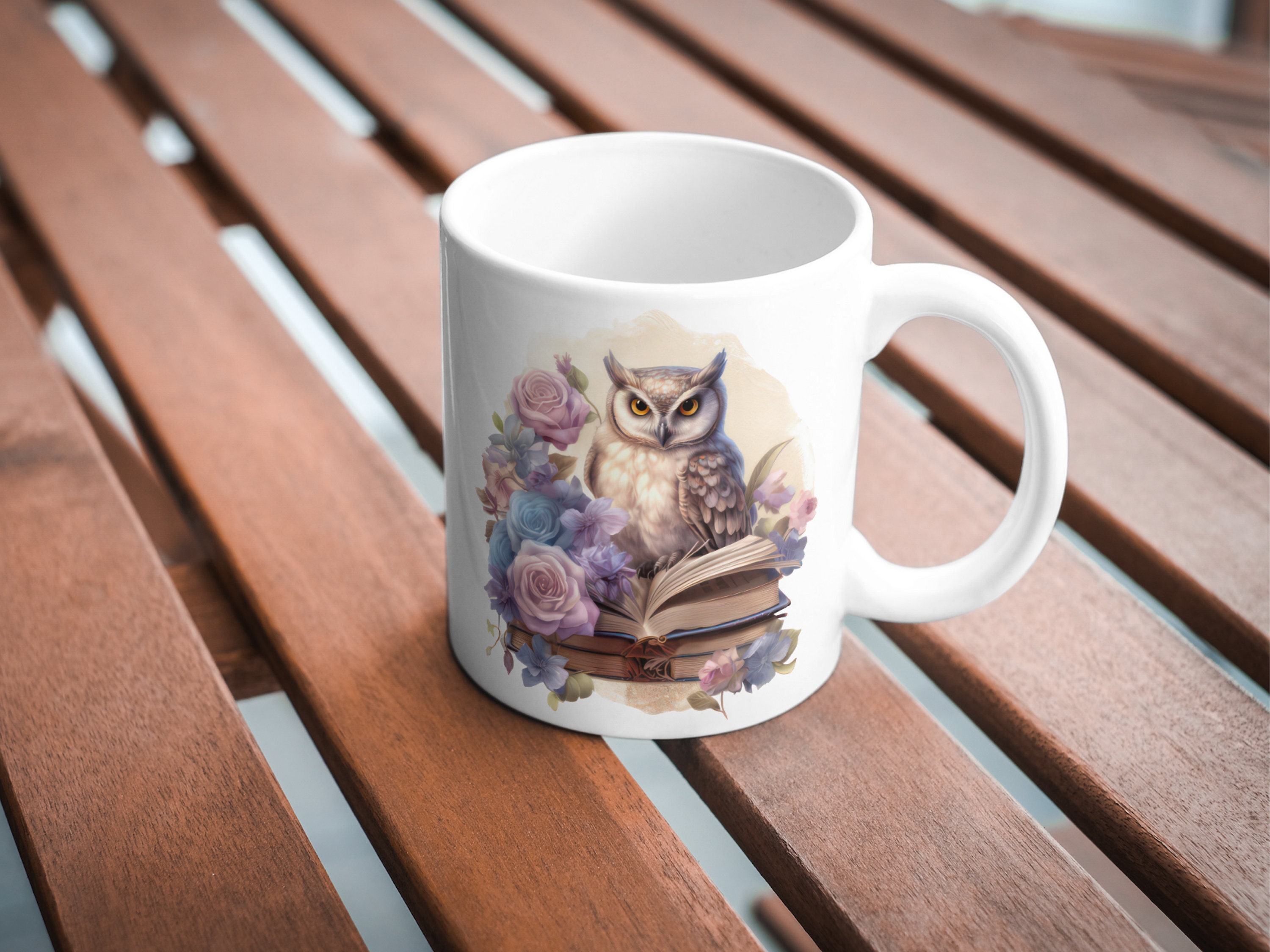 Owl and Book Pastel Watercolor, Floral Owl and Book, Fantasy Clipart ...