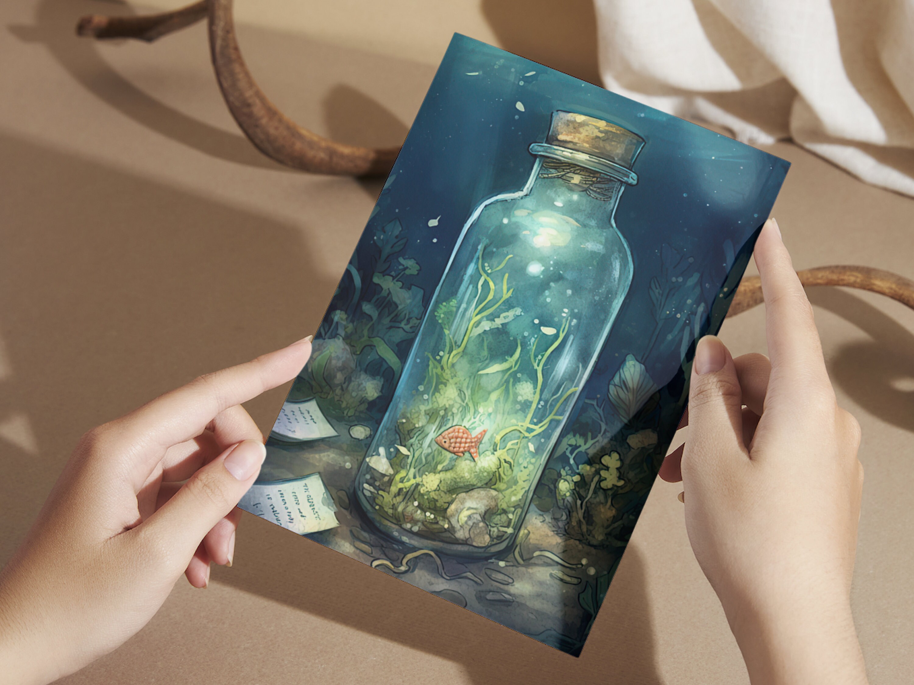 Underwater Printable Digital Paper, Under the Sea Whimsical Watercolor ...