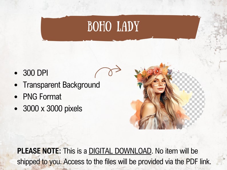 Watercolor Boho Woman Clipart Boho Lady Bohemian Themed - Etsy