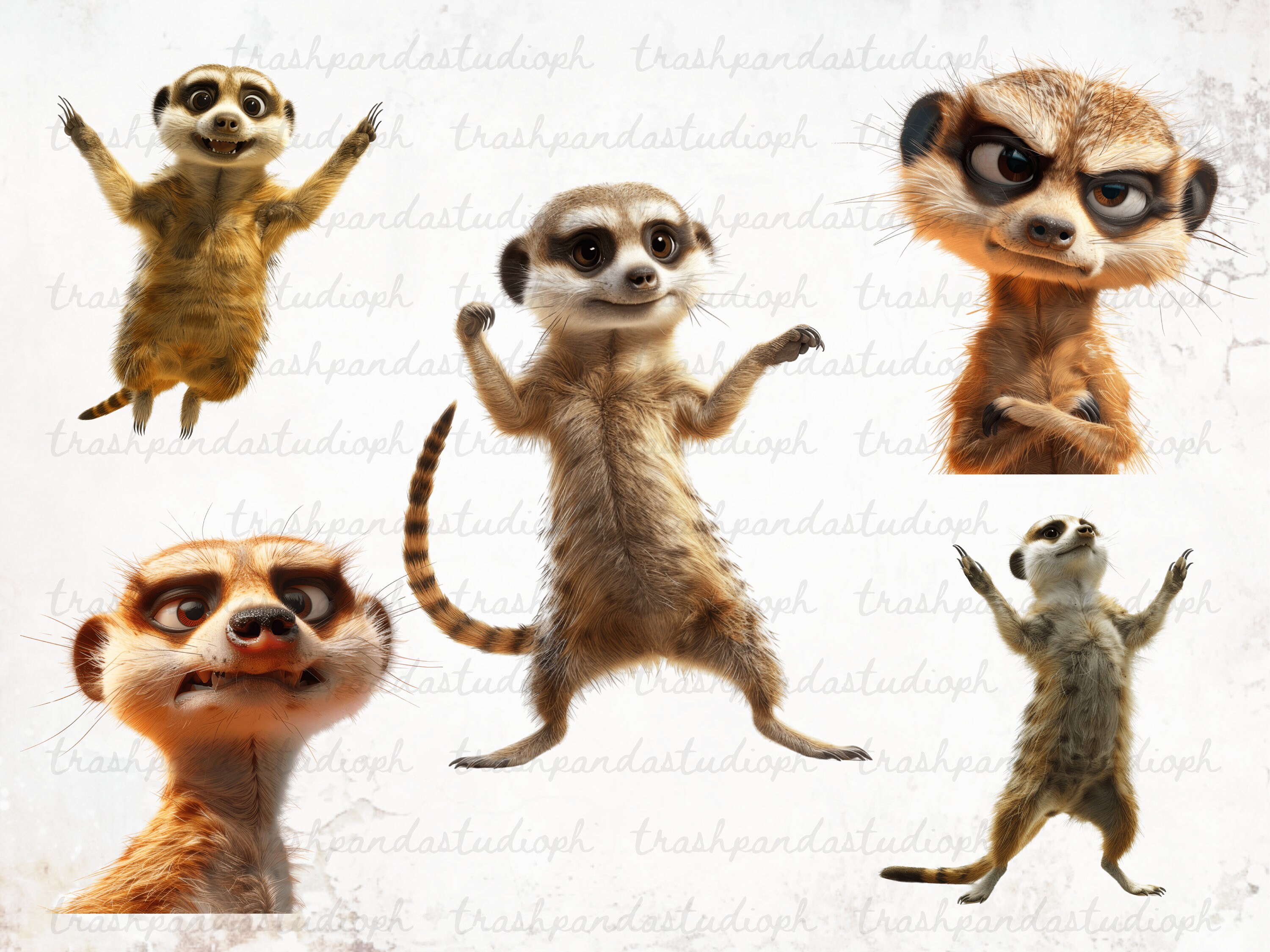 Quirky Meerkats Clipart Bundle of Whimsical Animal Funny Meerkats ...