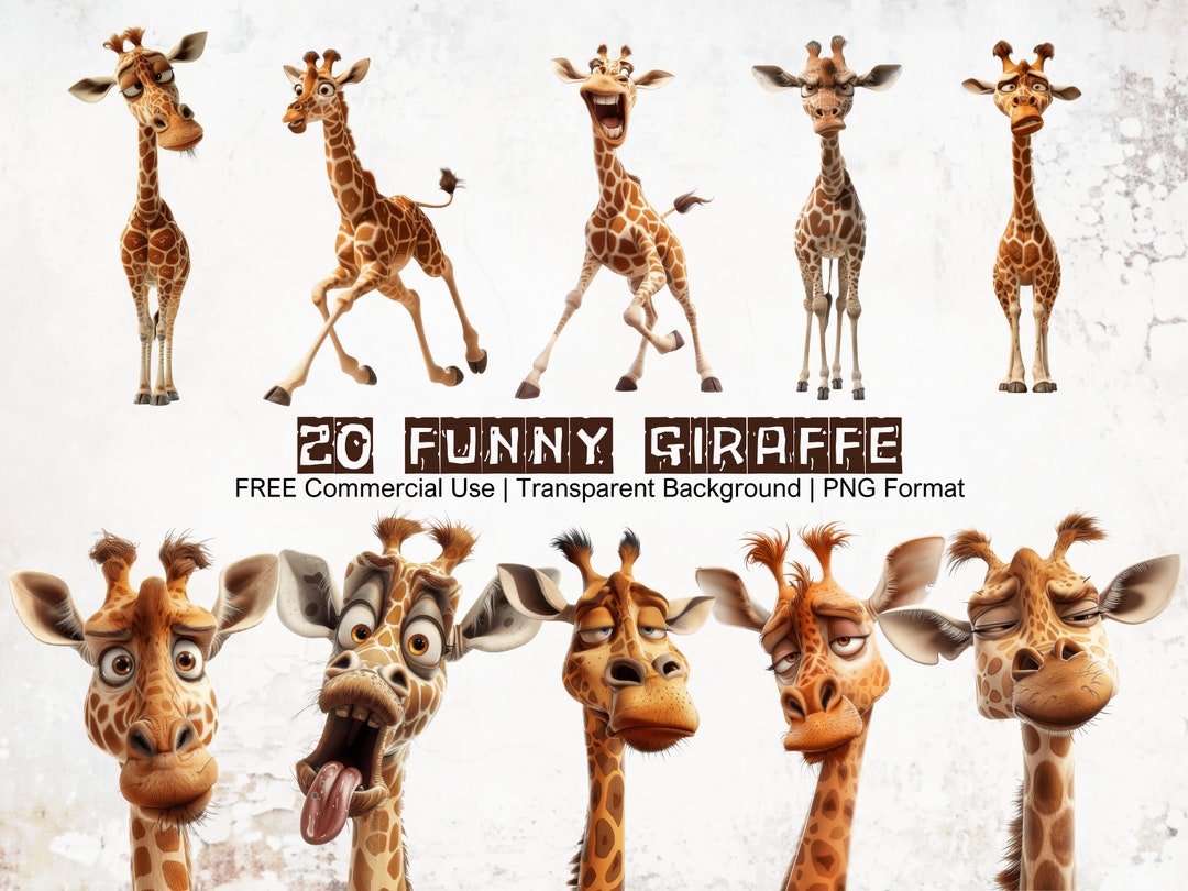 Funny Giraffe Clipart Bundle PNG Download, 300 DPI High Quality ...