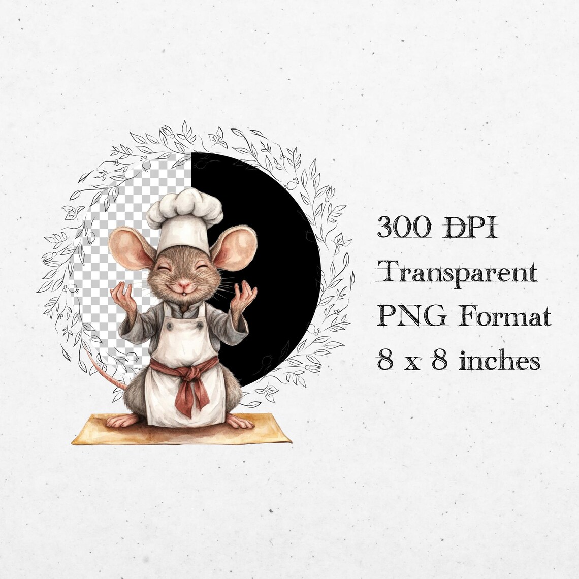 Quirky Chef Rat Clipart Humorous Rodent Graphics for Animal Themed ...