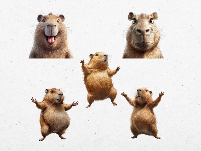 Quirky Capybara Clipart Rodent Funny Illustrations Humorous Animal ...