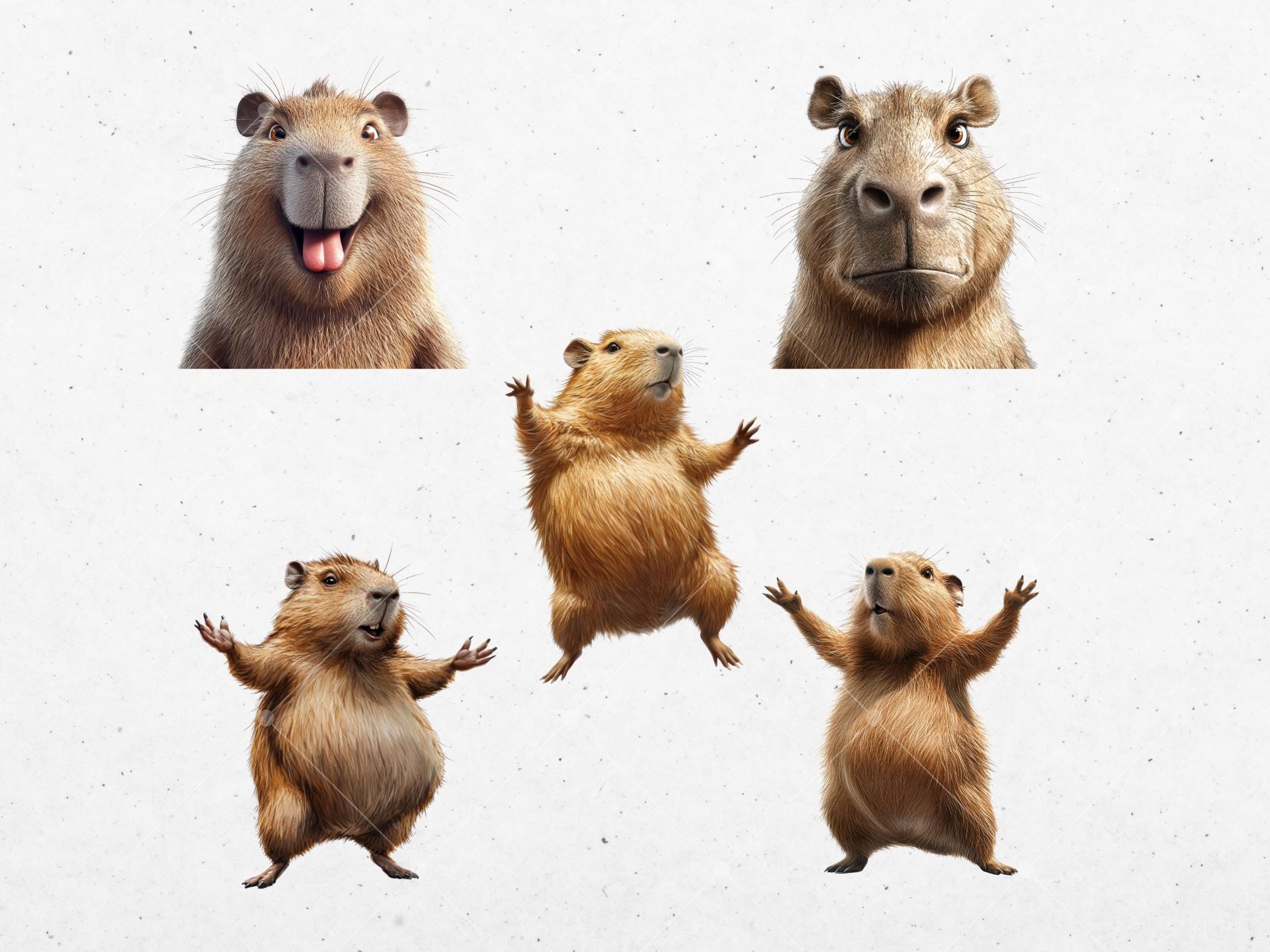 Quirky Capybara Clipart Rodent Funny Illustrations Humorous Animal ...