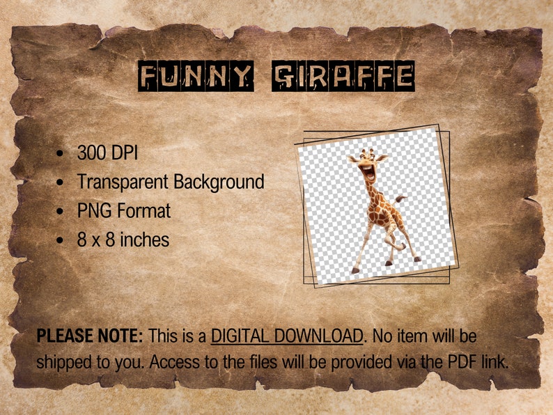 Funny Giraffe Clipart Bundle PNG Download, 300 DPI High Quality ...