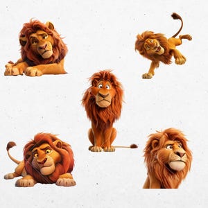 Quirky Lion Clipart Funny Safari Animal Graphics - King of the Jungle ...