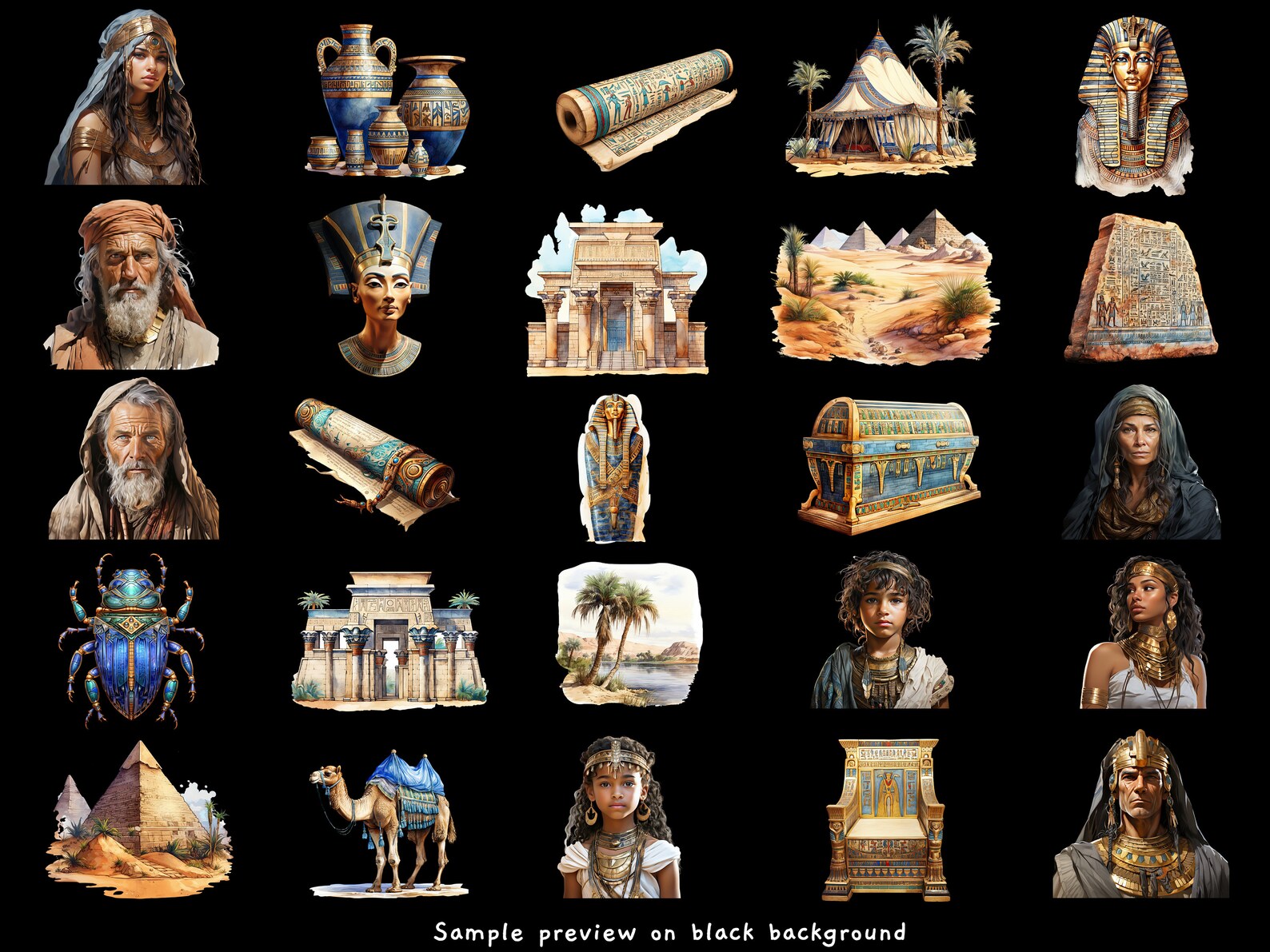 Ancient Egypt Clipart Bundle: Historical Graphics, Scrapbooking (PNG ...