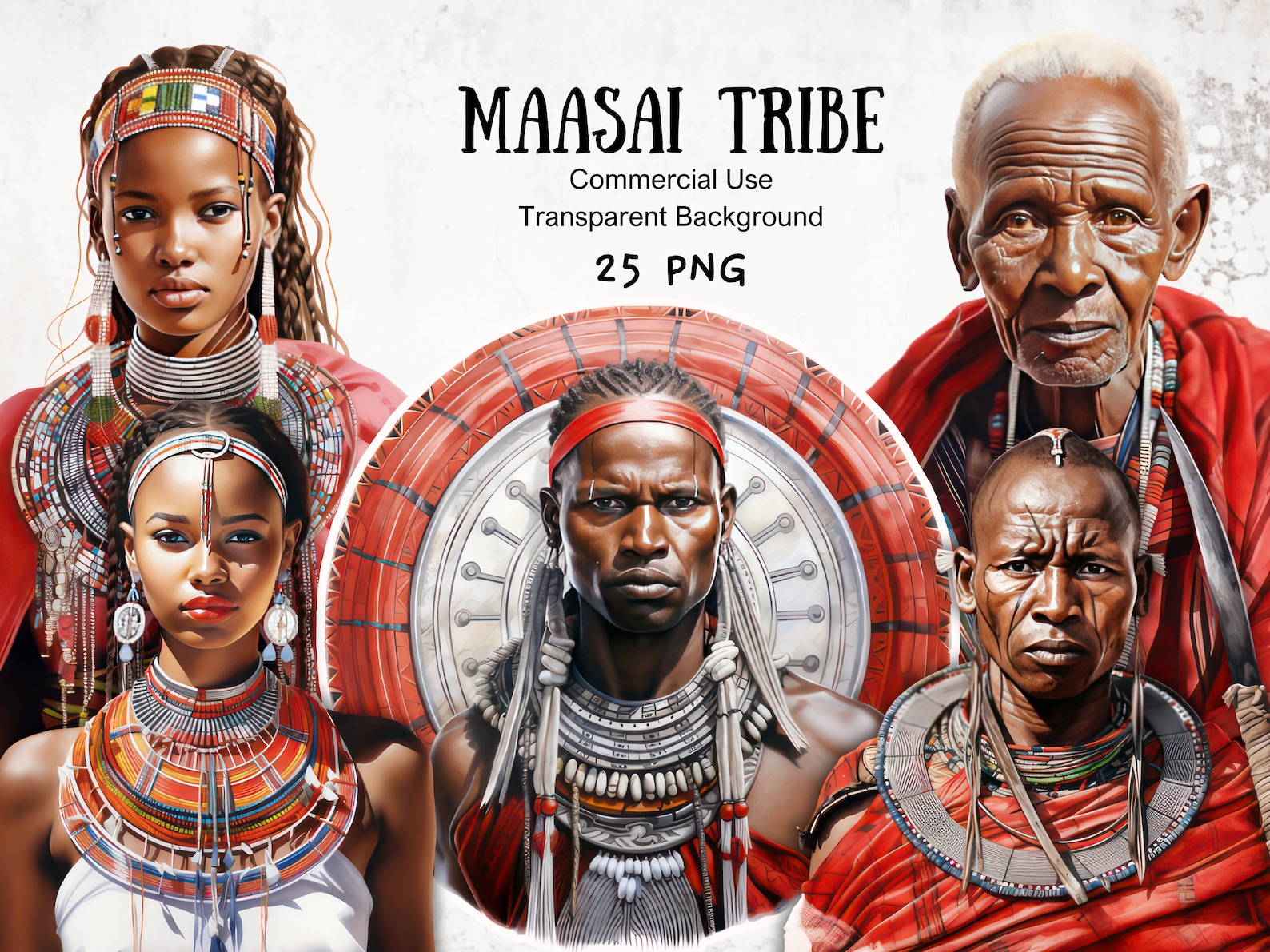 Maasai Tribe Watercolor Clipart, Tribal Art, Maasai Culture, Maasai ...