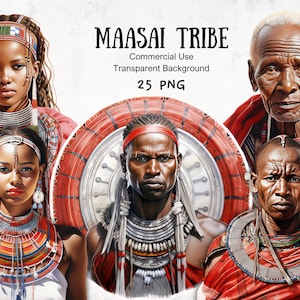 Maasai Tribe Watercolor Clipart: Tribal Art PNG (commercial Use) - Etsy