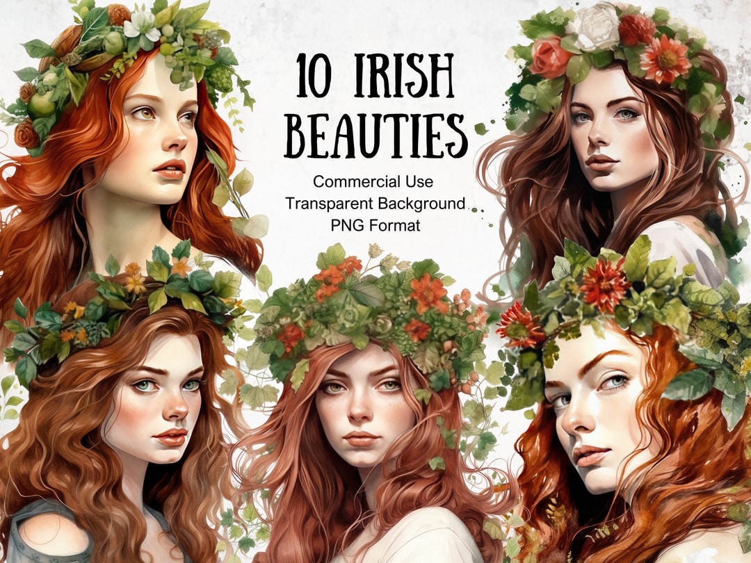 Irish Women Watercolor Clipart, Celtic Woman, Beautiful Irish Lady ...