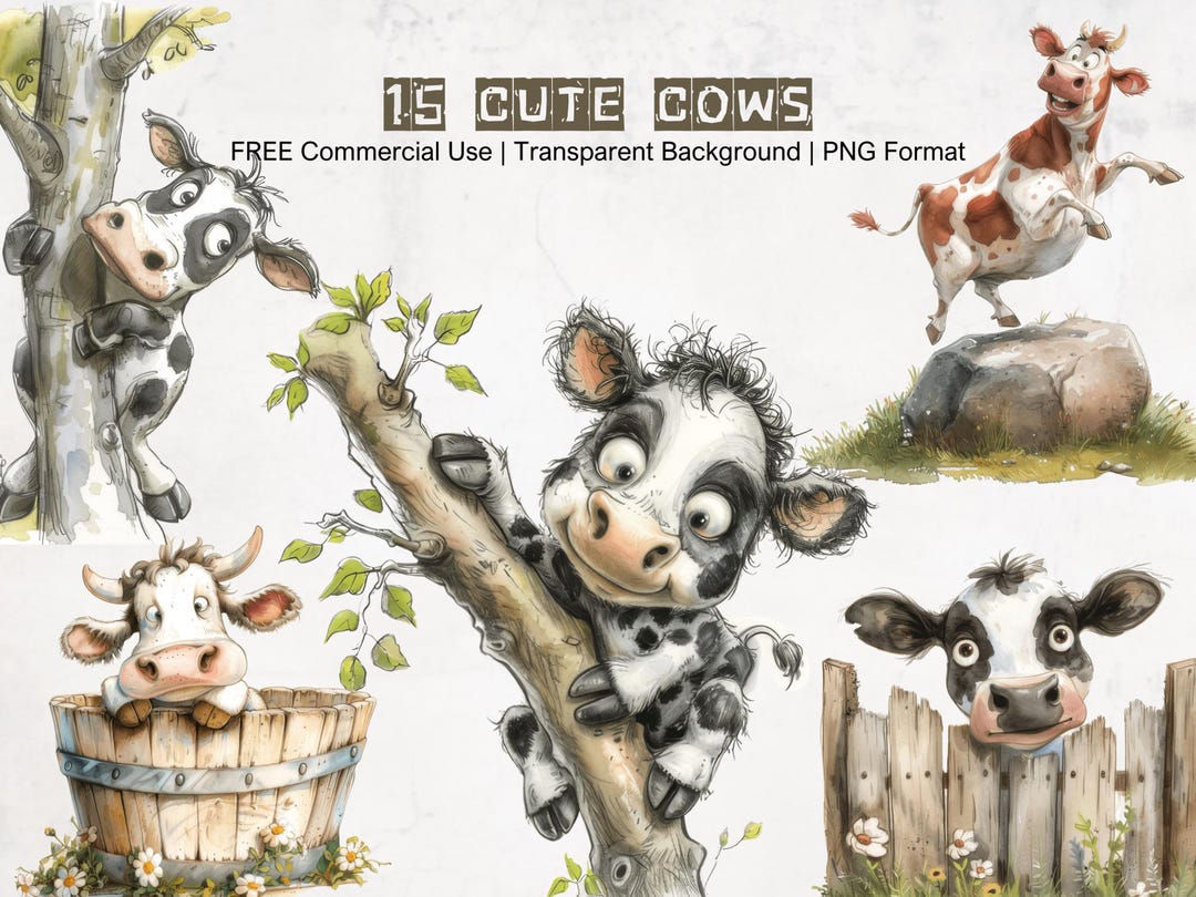 Cow Clipart Printable Collection Adorable Cow Graphics Transparent ...