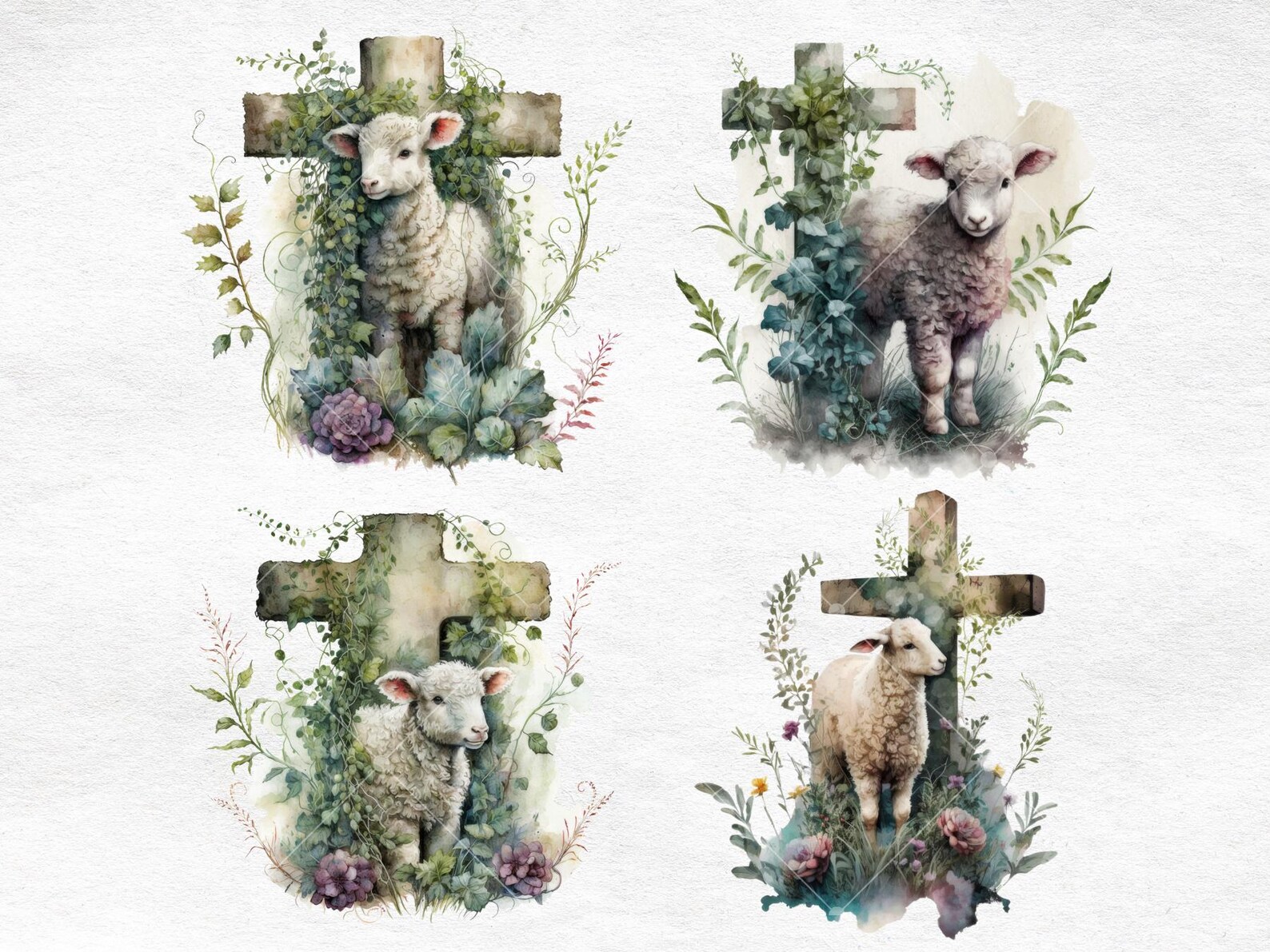Printable Lamb and Cross Clipart PNG Downloadable Graphics for ...