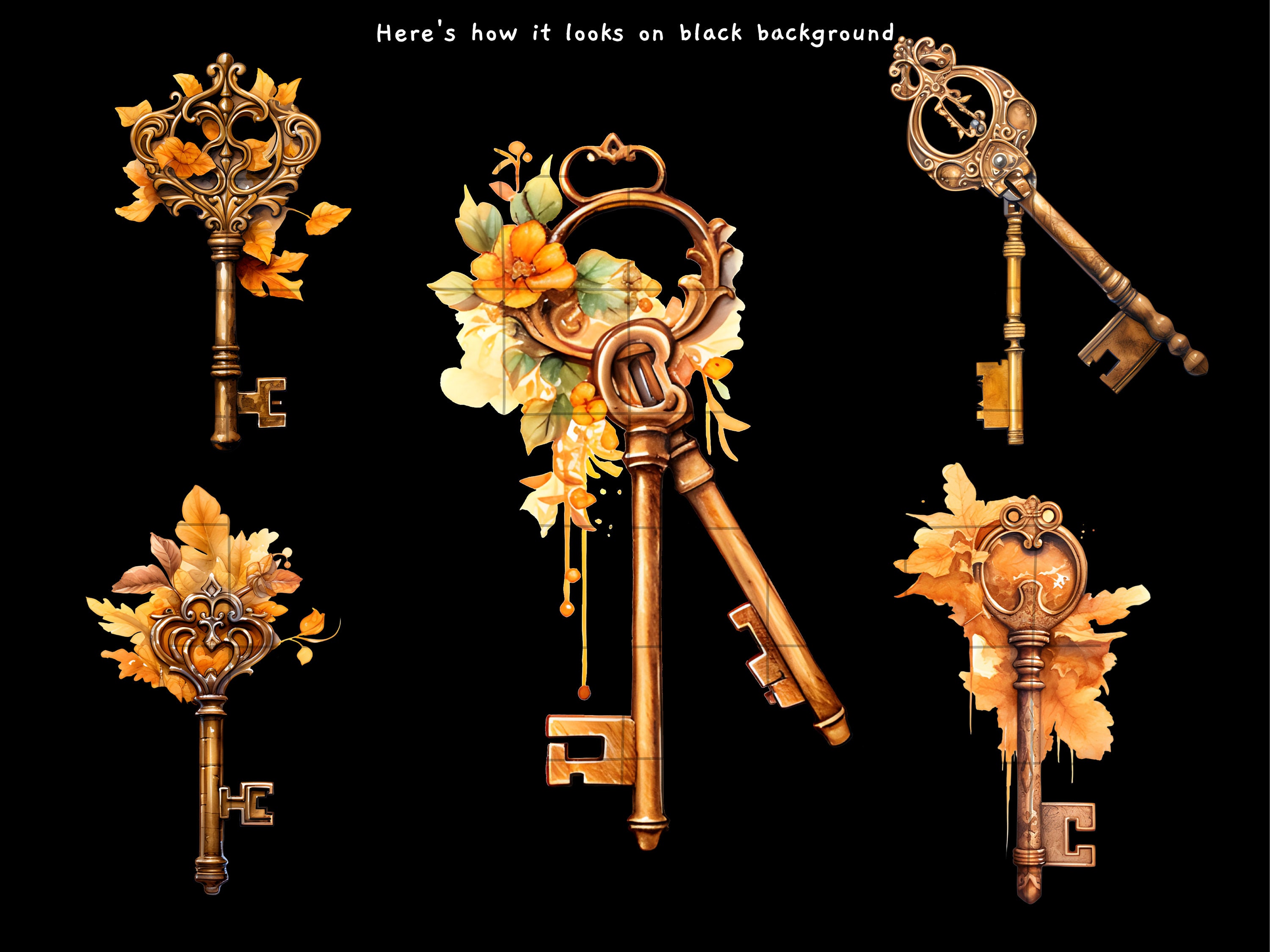 Watercolor Key Clipart Fantasy Key Wedding Invitation - Etsy