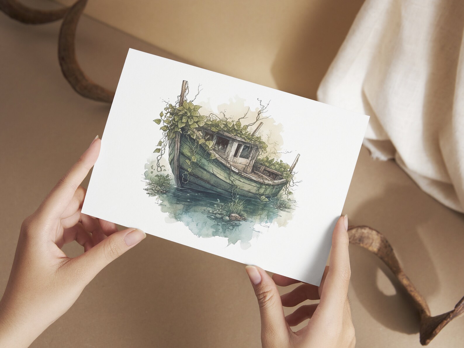 Overgrown Things Clipart Bundle: Watercolor Mossy Objects (digital ...