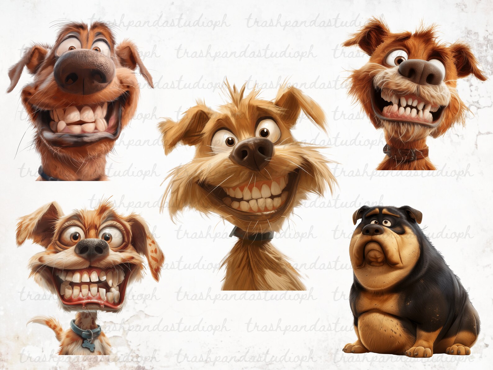 Quirky Dogs Clipart Bundle: Funny Pet PNG Graphics (digital Download ...