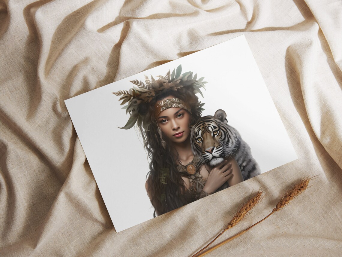 Tiger Lady Clipart Bundle for Forest Themed Projects Jungle - Etsy