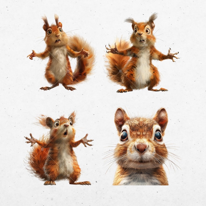 12 Quirky Squirrel Clipart, Funny Animal Graphics, Transparent ...