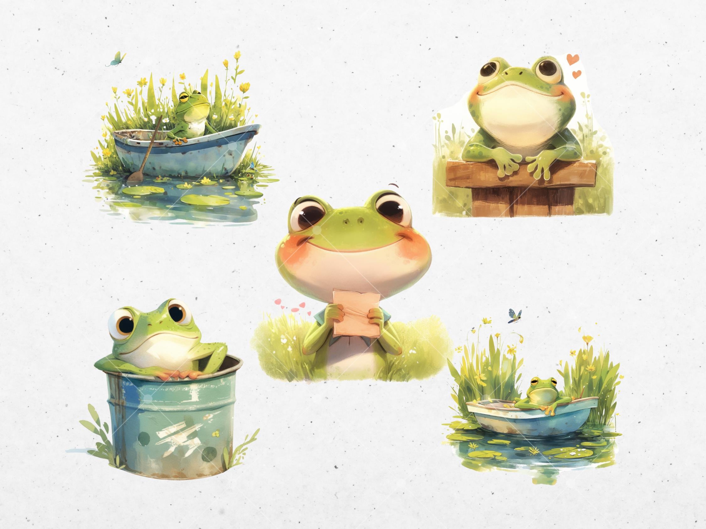Funny Frogs Clipart Quirky Amphibian Illustrations With Transparent ...