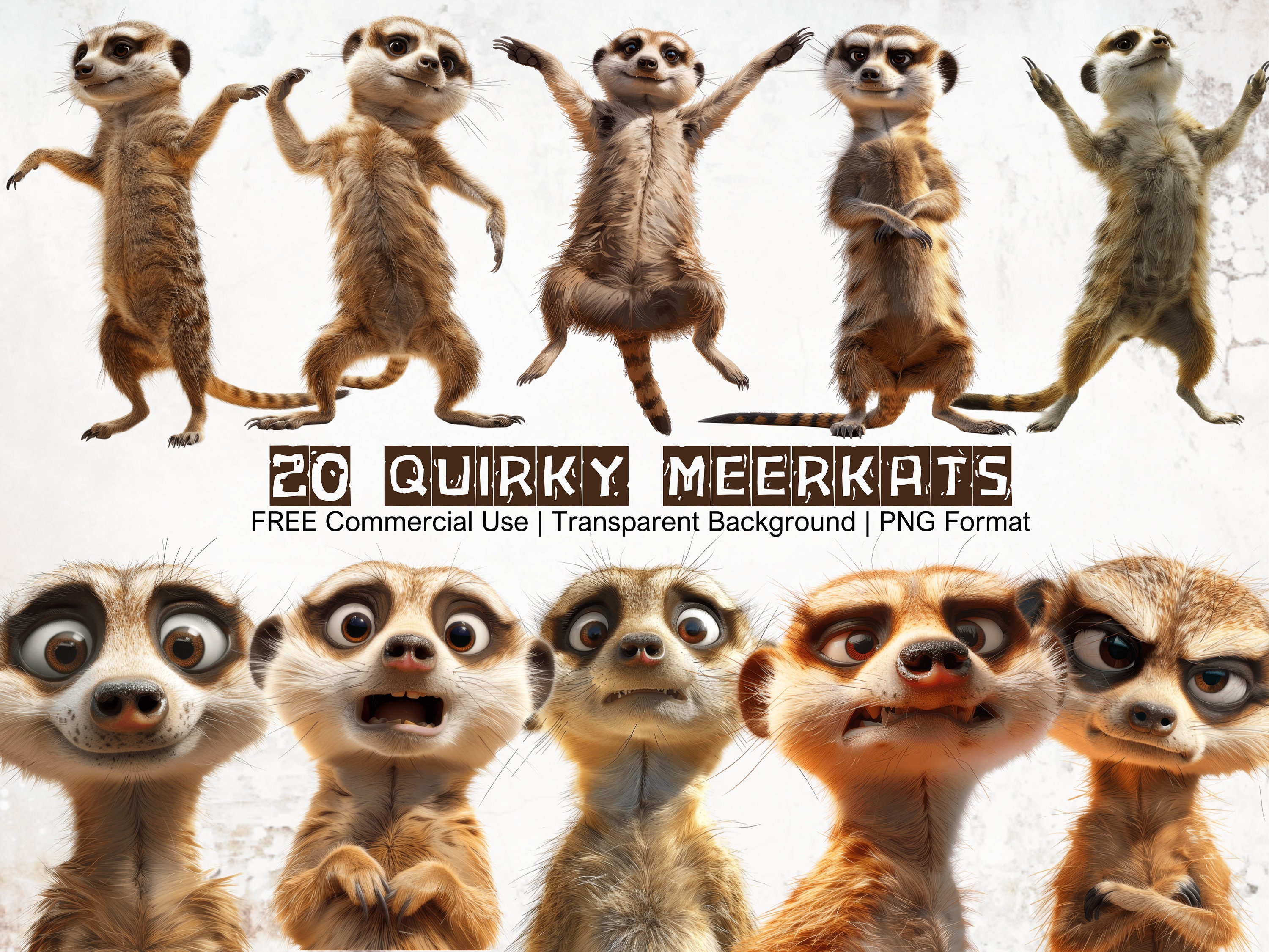 Quirky Meerkats Clipart Bundle of Whimsical Animal Funny Meerkats ...