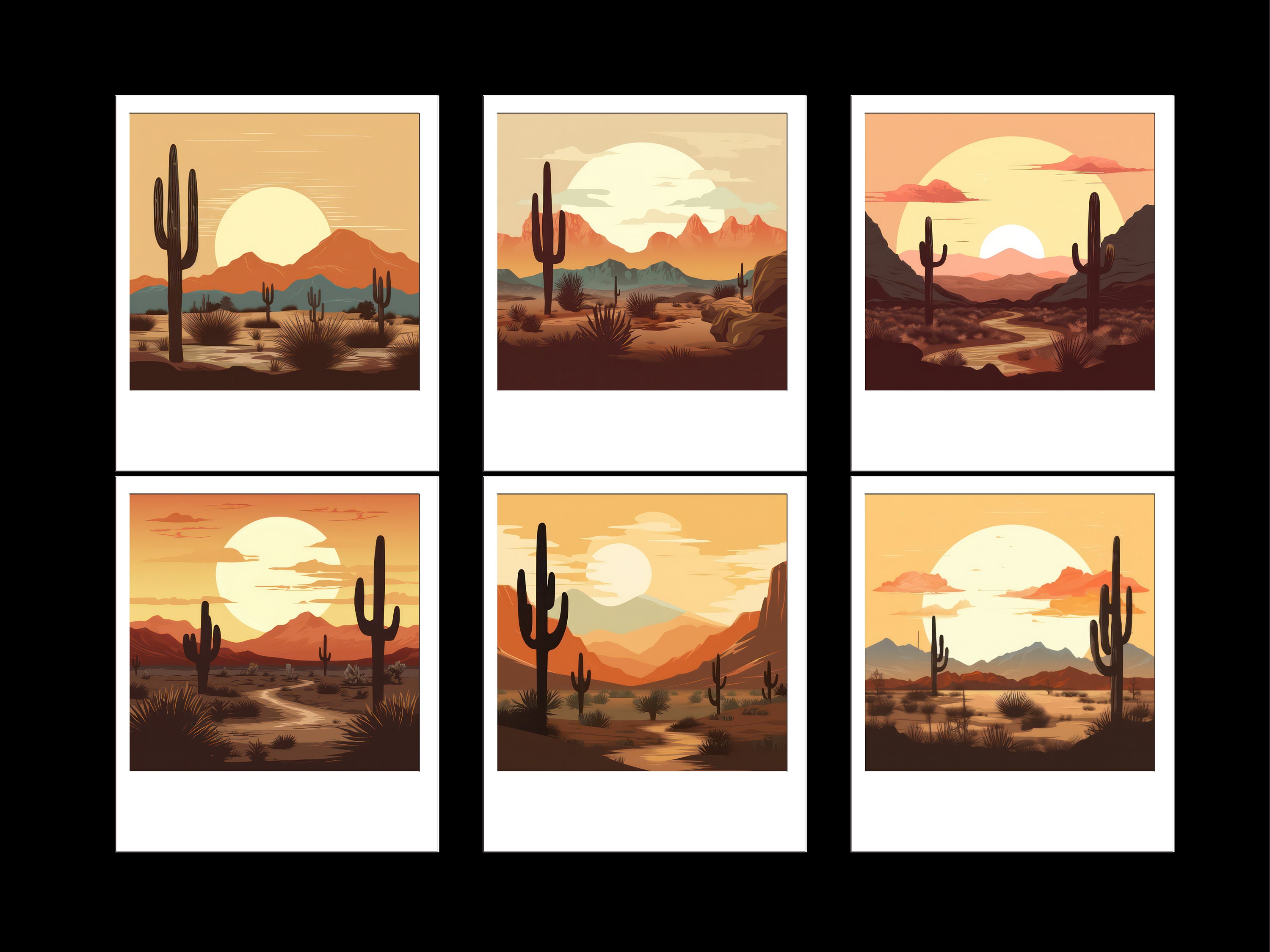 Desert Paper Bundle, Retro Vibes, Wall Art, Sublimation Graphics, Room ...