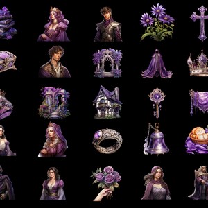 Purple Medieval Watercolor Clipart: Royal Graphics (PNG) - Etsy