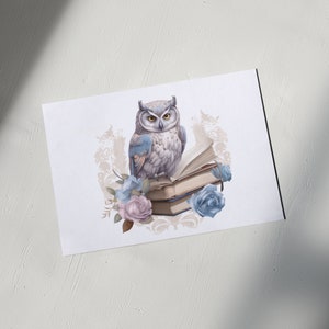 Owl and Book Pastel Watercolor, Floral Owl and Book, Fantasy Clipart ...