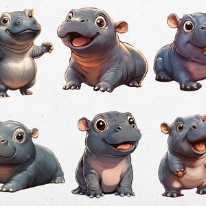 Bouncy Pygmy Hippo Clipart Cute Animal Moo Deng Trending Hippopotamus ...