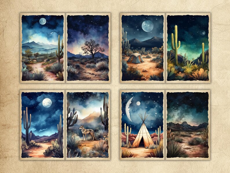 Printable Desert Night Paper Bundle Western Themed Projects for Junk ...