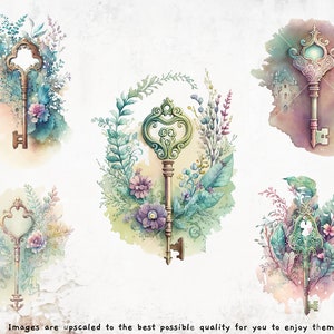 Watercolor Pastel Key Clipart: Fantasy Wedding Graphics (PNG Digital ...