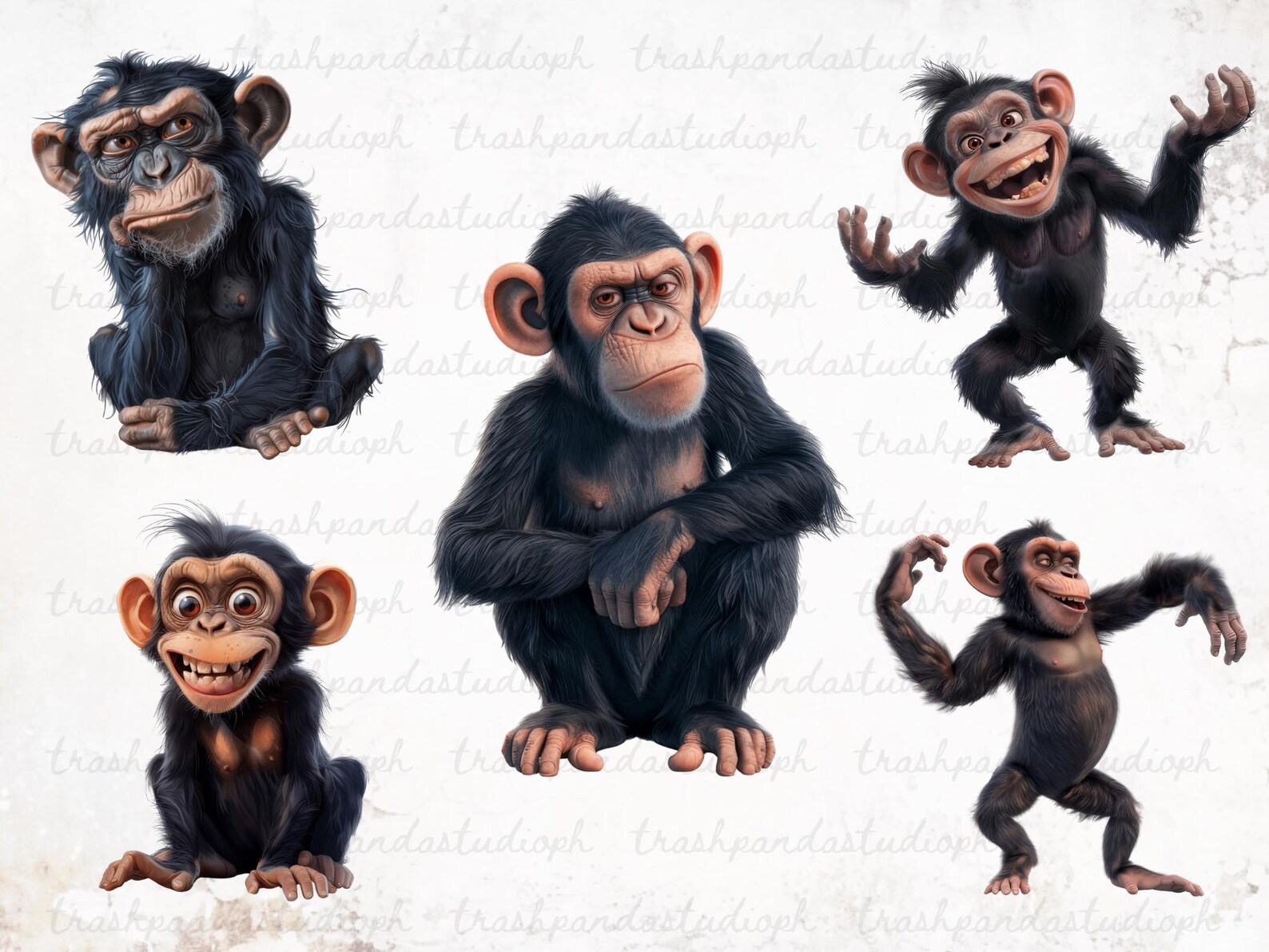 Funny Chimpanzee Cartoon PNG Clipart: Quirky Animal Graphics (instant ...