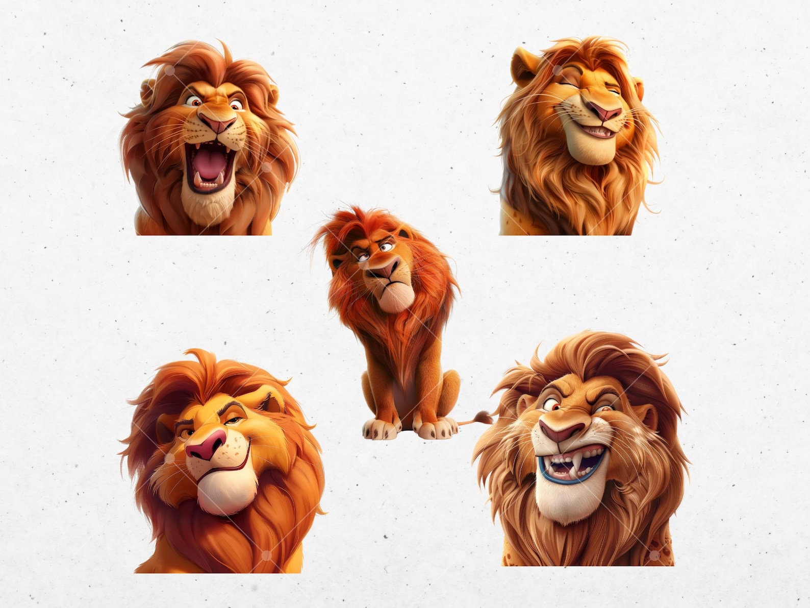 Quirky Lion Clipart Funny Safari Animal Graphics - King of the Jungle ...
