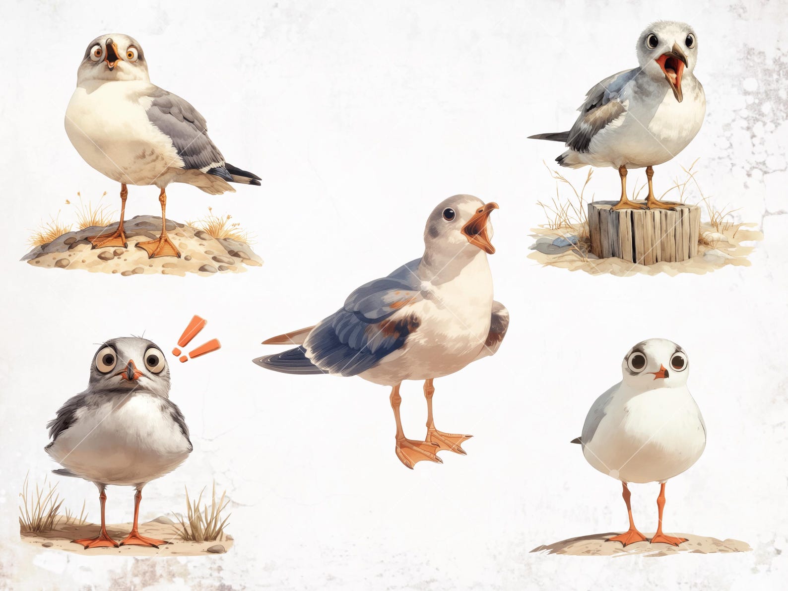 Funny Seagulls Clipart Printable Hilarious Bird Collection in PNG ...