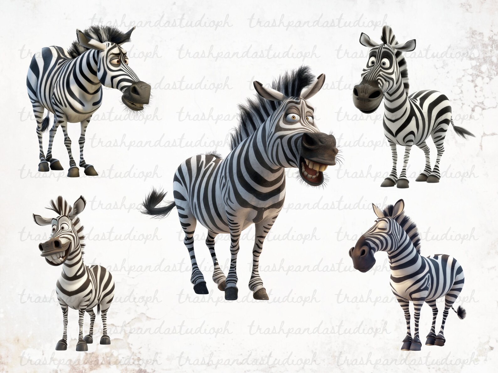 Funny and Humorous Zebra Clipart Bundle, Whimsical Comic Zebras, Funny ...