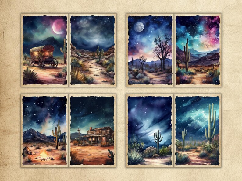 Printable Desert Night Paper Bundle Western Themed Projects for Junk ...