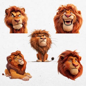 Quirky Lion Clipart Funny Safari Animal Graphics - King of the Jungle ...