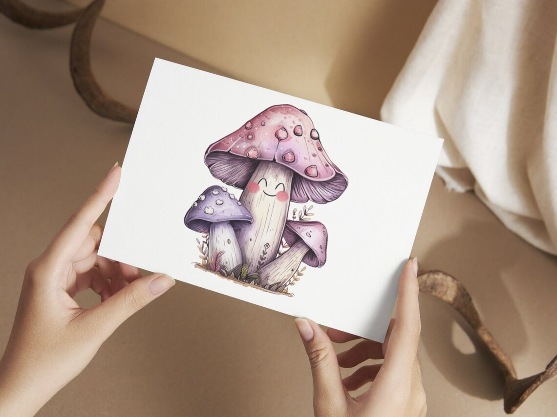 Purple Mushroom Clipart, Forest Plants Fantasy Graphics, Kawaii ...